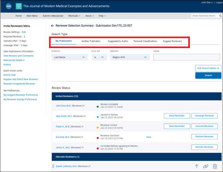 Editorial Manager 査読者選定画面のアップデート予告 | Editorial Manager